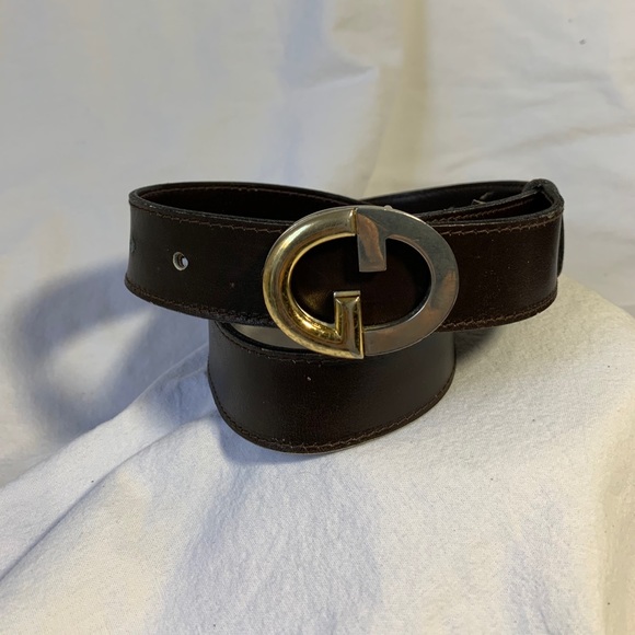 Gucci | Accessories | Gucci Gg Double Logo Brown Leather Belt Small ...